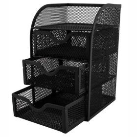 SDS M850 Mini Desktop Organizer 3 Drawers Mesh Bla – Ultimate Stationery